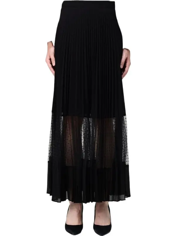 TWINSET High Waist Pleated Maxi Skirt - Black