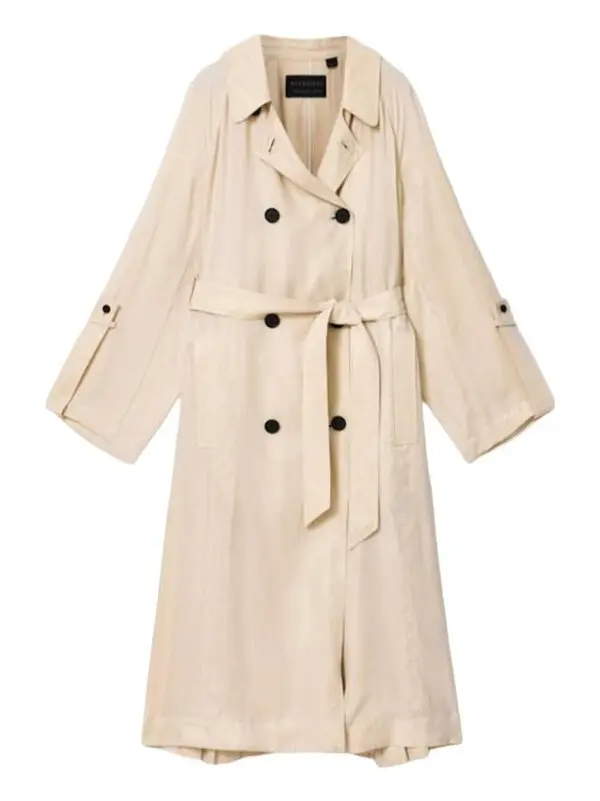 ALLSAINTS Lizie Double Breasted Trench Coat - Parchment White