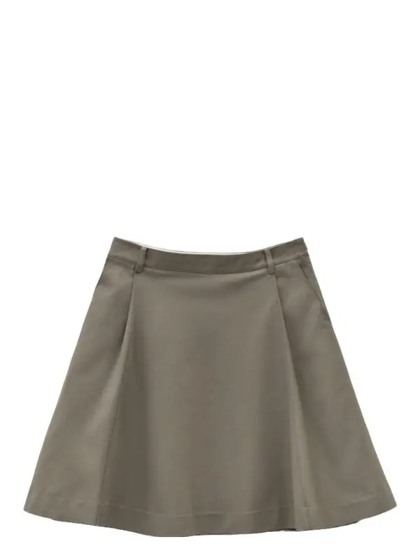 LOW CLASSIC Flared Midi Skirt With Belt And Tie Detail - Khaki Beige