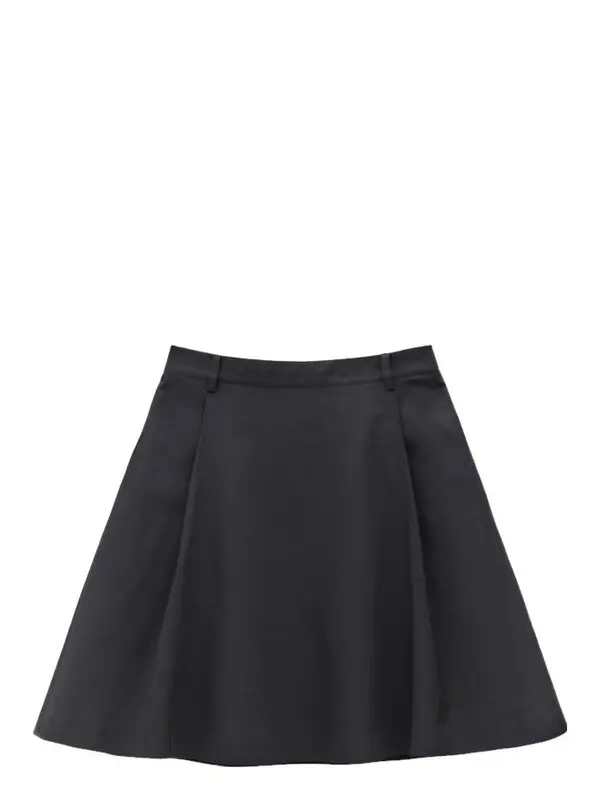 LOW CLASSIC Flared Midi Skirt With Belted Waist - Charcoal-grey