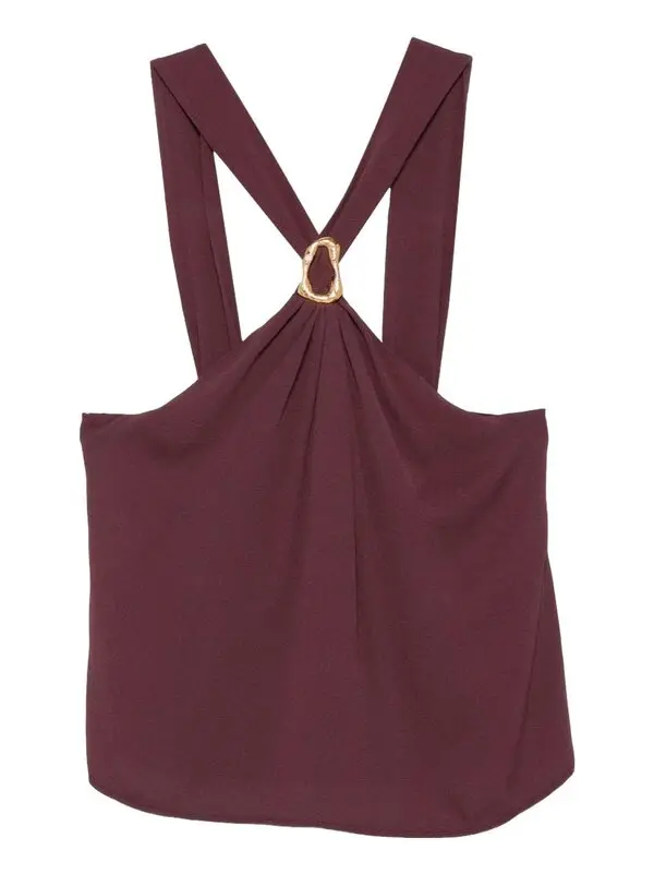FORTE_FORTE Sleeveless Criss-cross Top With Embellishment - Red