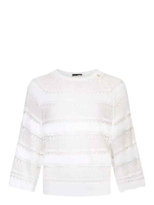 Liu Jo Openwork Long Sleeve Crewneck Jumper - White
