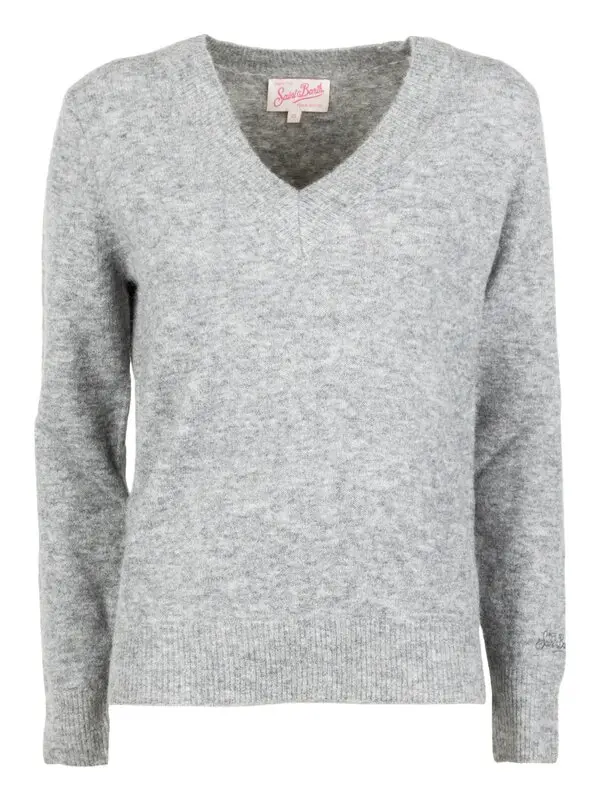 MC2 SAINT BARTH Long-sleeved V-neck Sweater - Gray