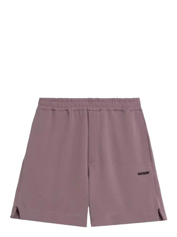 BARROW Logo Print Elastic Waist Cotton Shorts - Smoky Pink