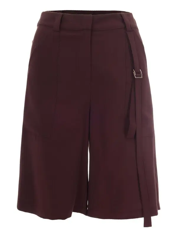 Patrizia Pepe Belted Patch-pocket Shorts - Wood Brown