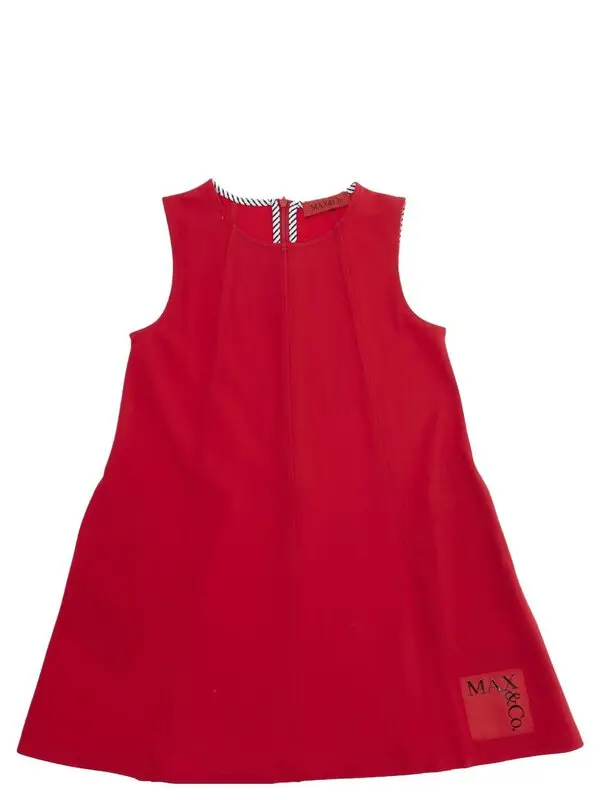 MAXCO. Max&co. Sleeveless Round Neck Dress With Logo Detail - Red