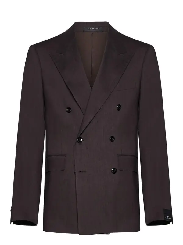 Tagliatore Long Sleeved Double Breasted Jacket - Brown