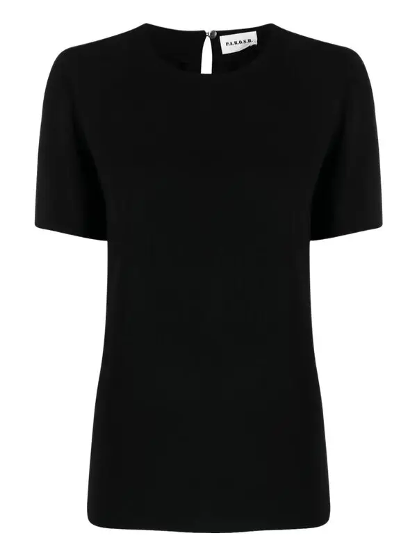 P.a.r.o.s.h Drop Shoulder Blouse With Keyhole Detail - Black