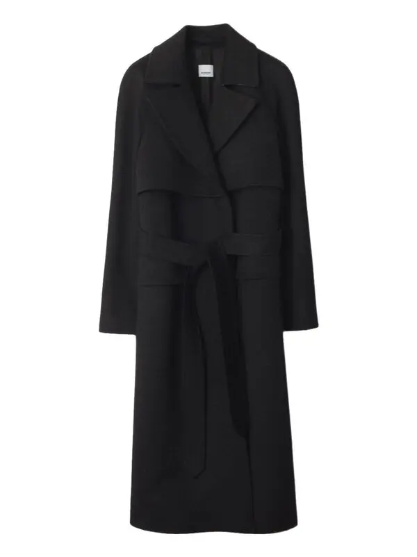 Burberry Long Wool Cashmere Trench Coat - Deep Charcoal Hemp Ash