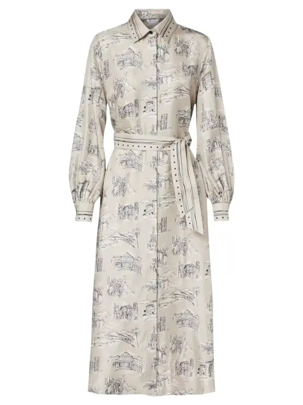 Max Mara Printed Shirt Dress - White