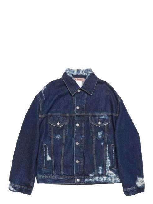 Acne Studios Relaxed Fit Distressed Denim Jacket - Mid Blue
