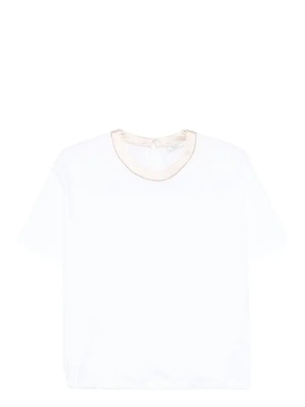Peserico Crewneck T-shirt With Back Button Closure - White