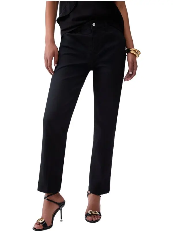 Liu Jo Capri Chinos With Embellished Button - Black