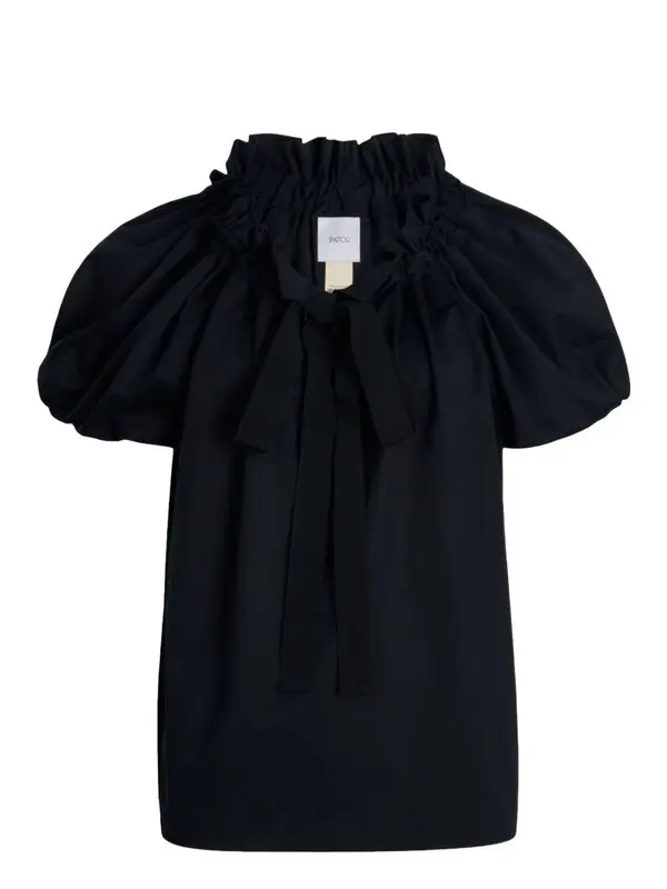 PATOU Drawstring Puff-sleeve Top - Black