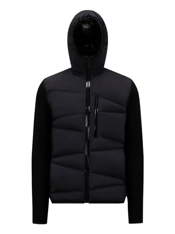 Moncler Padded Wool Zip-up Hooded Down Jacket - Black