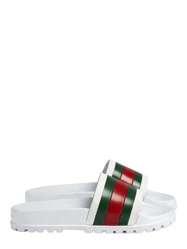 Gucci Web Slide Sandals - White