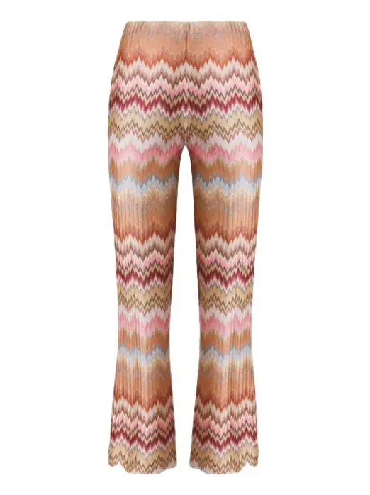 Missoni Chevron Pattern Cropped Flare Trousers - Greenish-brown