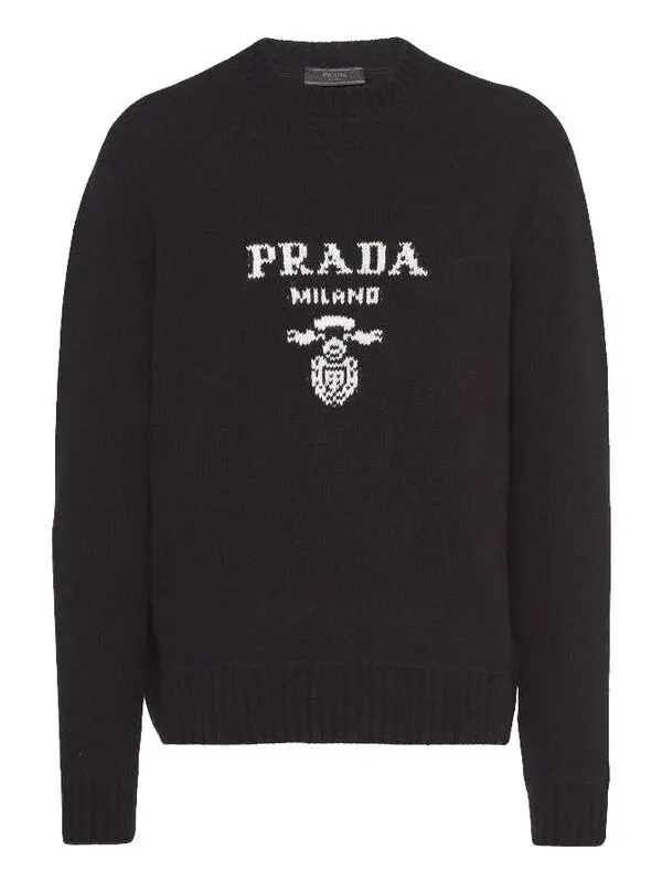 Prada Logo Intarsia Jumper - Black