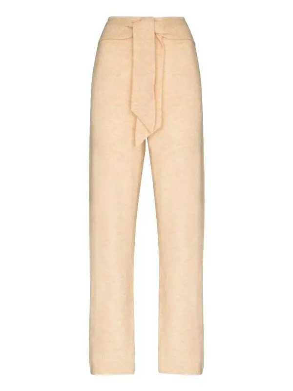 Nanushka Knit Trousers With Tie Waist - Nude