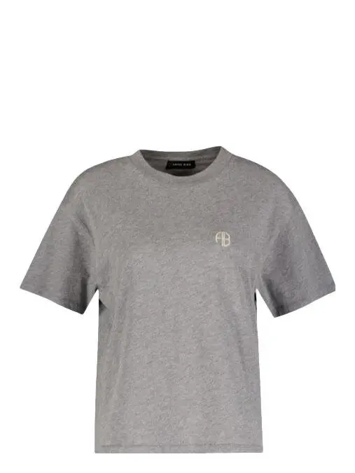 ANINE BING Short Sleeve T-shirt With Logo - Grey