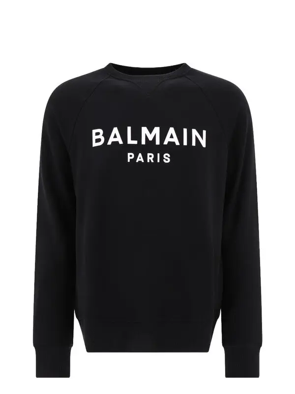 Balmain Logo Printed Crewneck Sweatshirt - Black