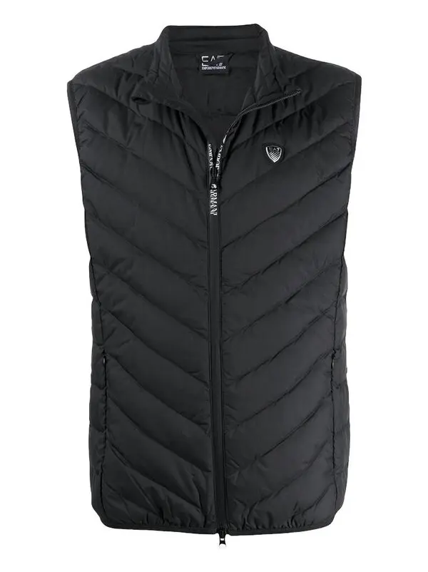 EA7 Padded Logo Plaque Gilet Jacket - Black