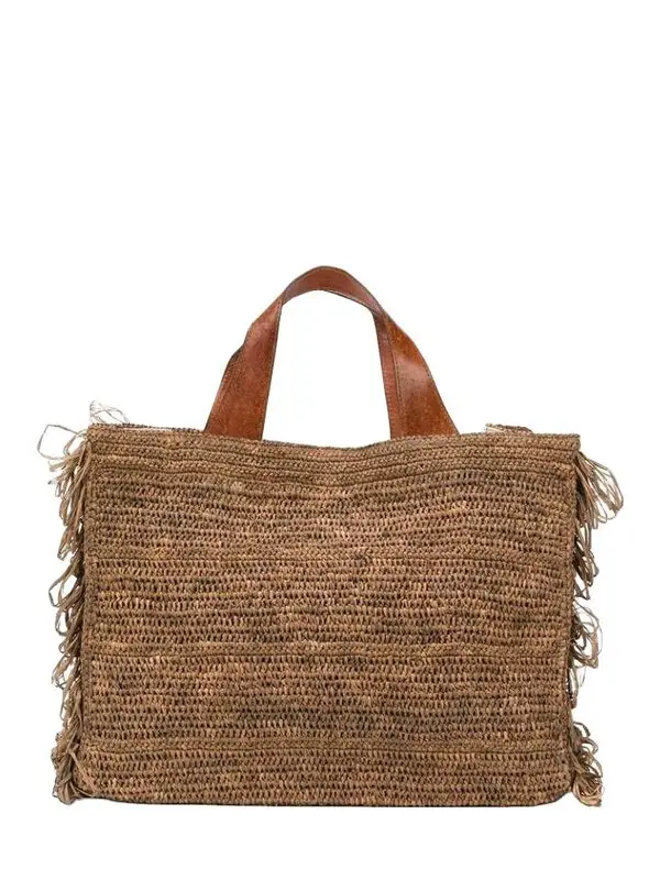IBELIV Woven Handbag With Lafite Weave - Brown