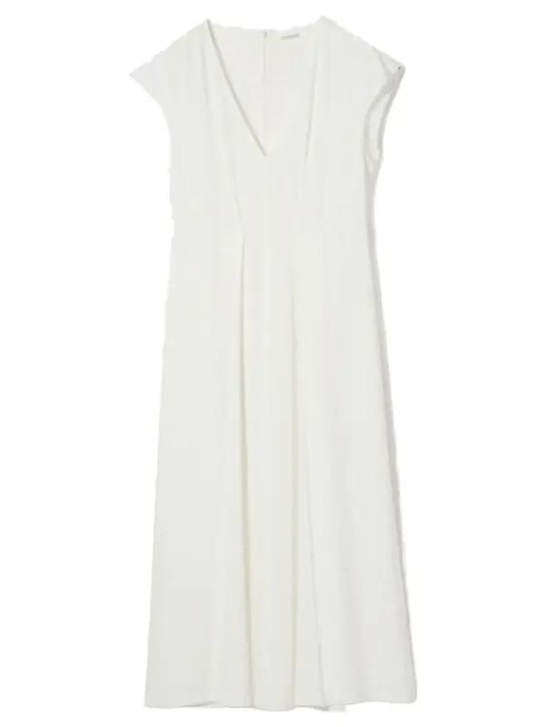 Sportmax Augen Yarn Effect V-neck Midi Dress - White