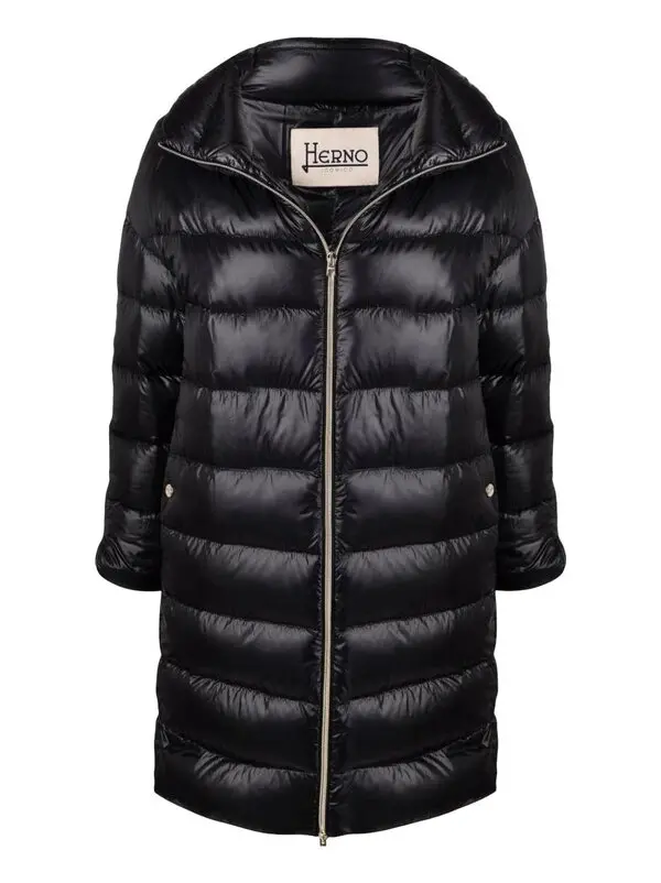 Herno Mid-length Quilted Down Coat - Black