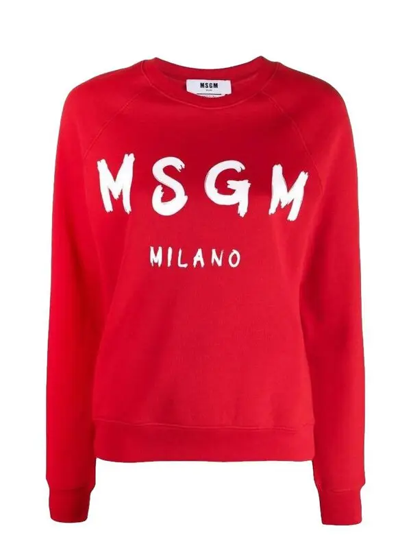 MSGM Logo Printed Crew Neck Sweatshirt - Blue