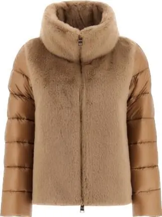 Herno Faux-fur Quilted Jacket - Brown