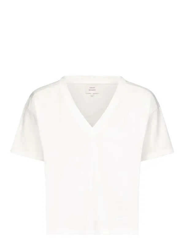Loulou De Saison V-neck T-shirt With Embroidered Seashell Detail - White