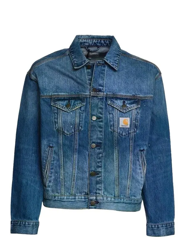 Carhartt Work In Progress Paint-splatter Washed Denim Jacket - Blue