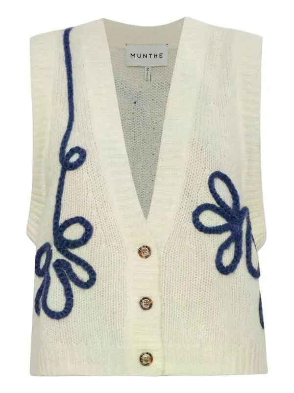 Munthe Nowland Embroidered Wool Cardigan - Neutrals