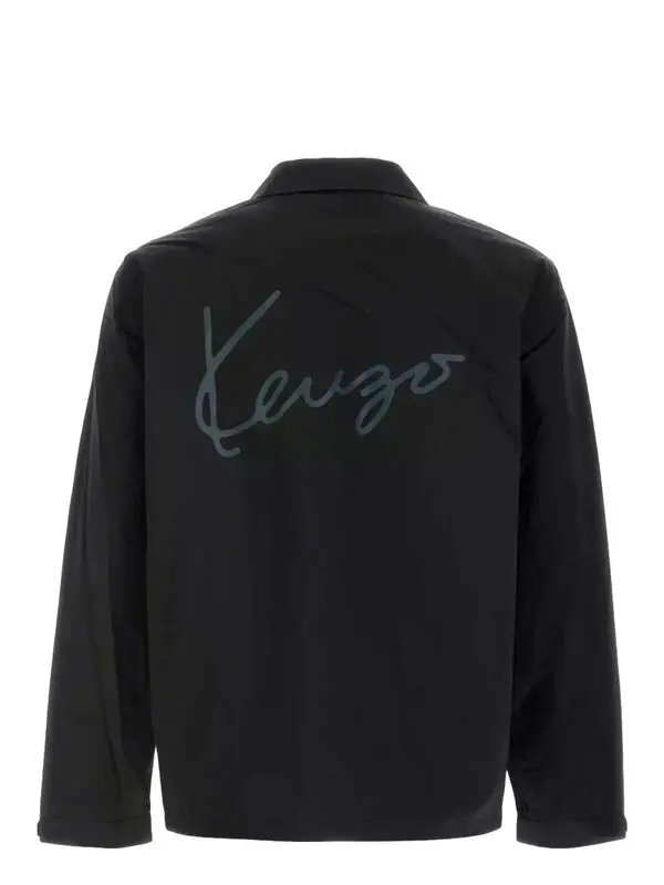 Kenzo Logo Print Press-stud Jacket - Black