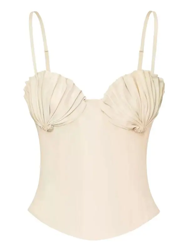 STOLEN STORES Pleated Shell Bustier Top - Neutrals
