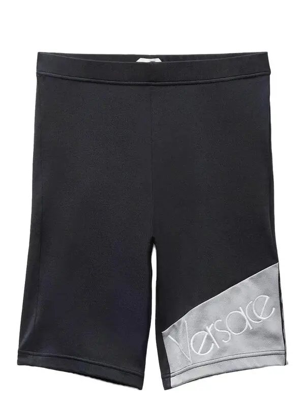 Versace Embroidered Logo Bicycle Shorts - Black