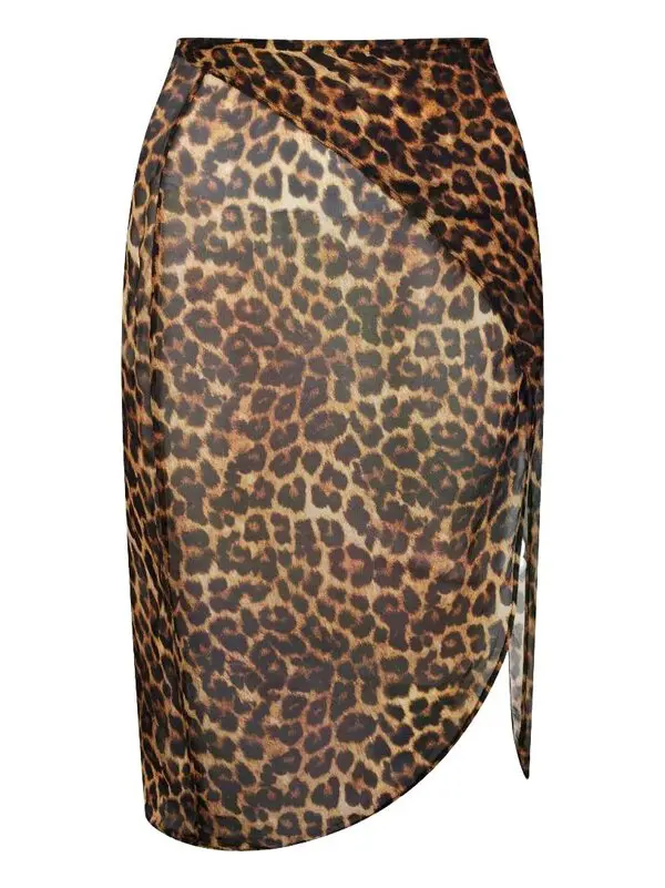 MAISON CLOSE Safari Leopard-print Mini Wrap Skirt - Brown