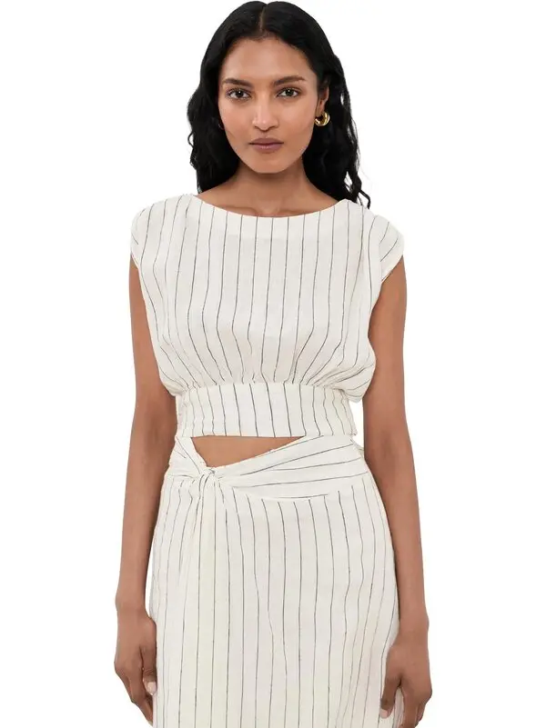 Merlette Shaan Stripe Top - Ivory Black Stripe