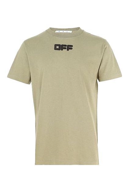 Off-White Logo Printing Round Neck Short Sleeve Ordinary Version Green - Multi-color