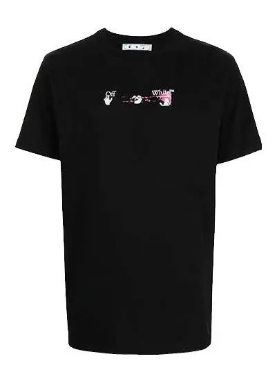 Off-White Arrow Pattern Round Neck Tee White Pink - Black