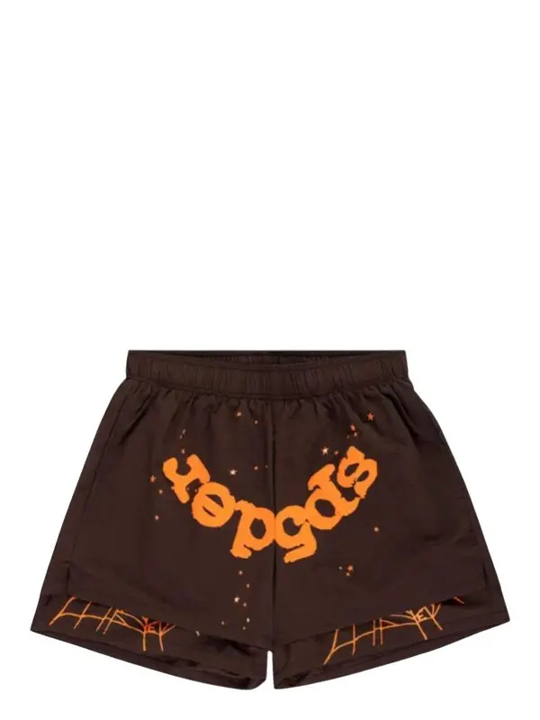 SP5DER Og Web Double Layer Shorts - Brown