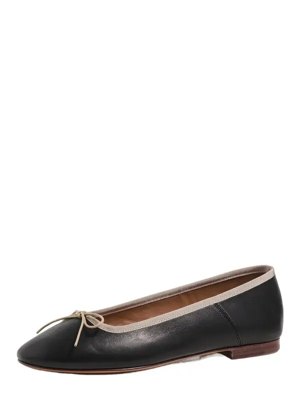 MANSUR GAVRIEL Leather Ballerina Flats - Black/crema
