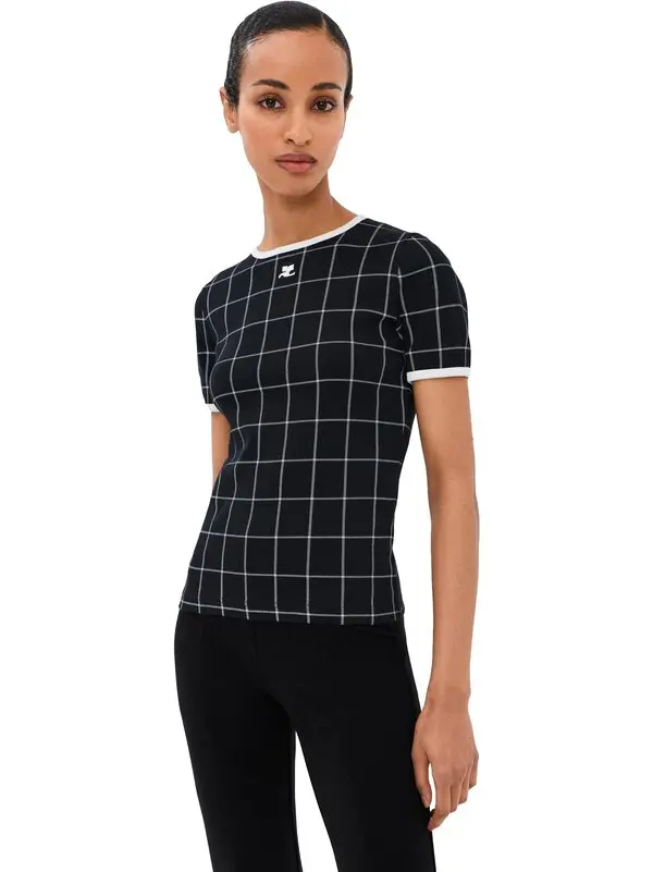 COURREGES Signature Contrast T-shirt - Black/heritage White