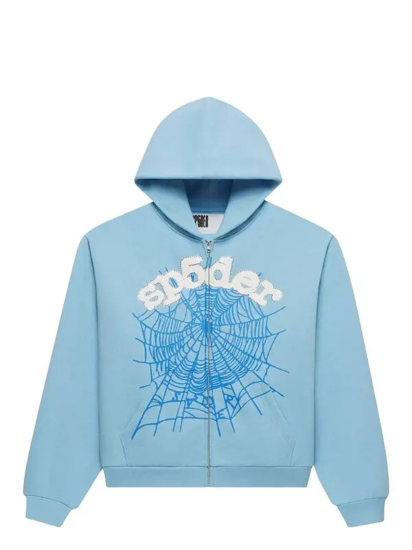 SP5DER Og Web Zip Up Hoodie - Sky Blue