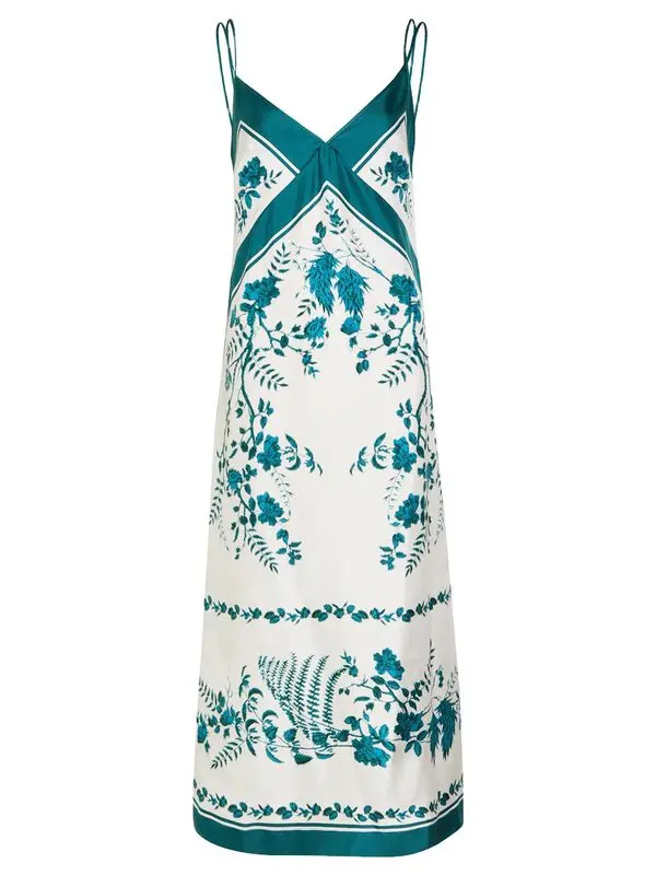 Erdem Printed Silk Midi Dress - Blue