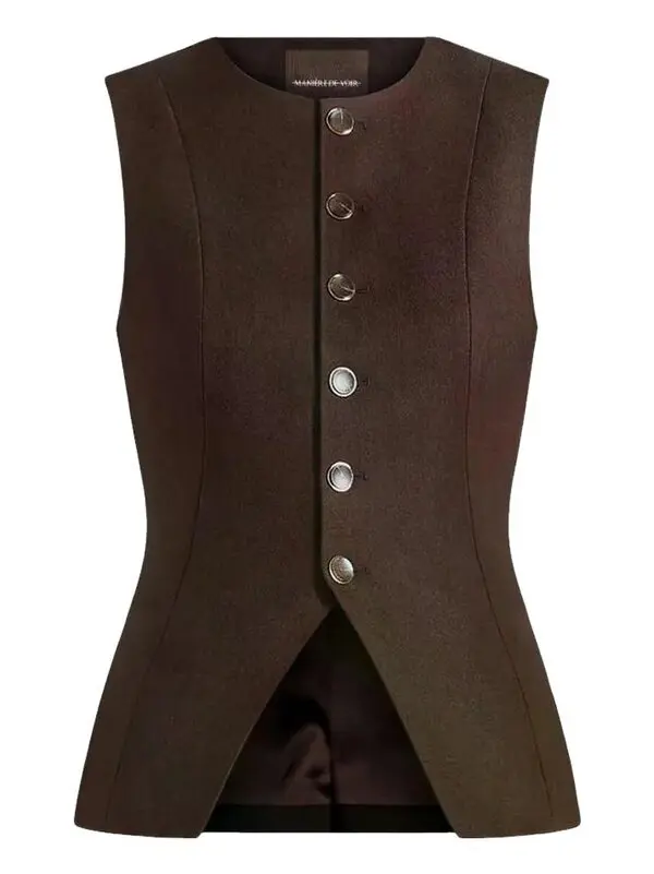 Manière De Voir Tailored Crew Neck Cinch Waistcoat - Brown