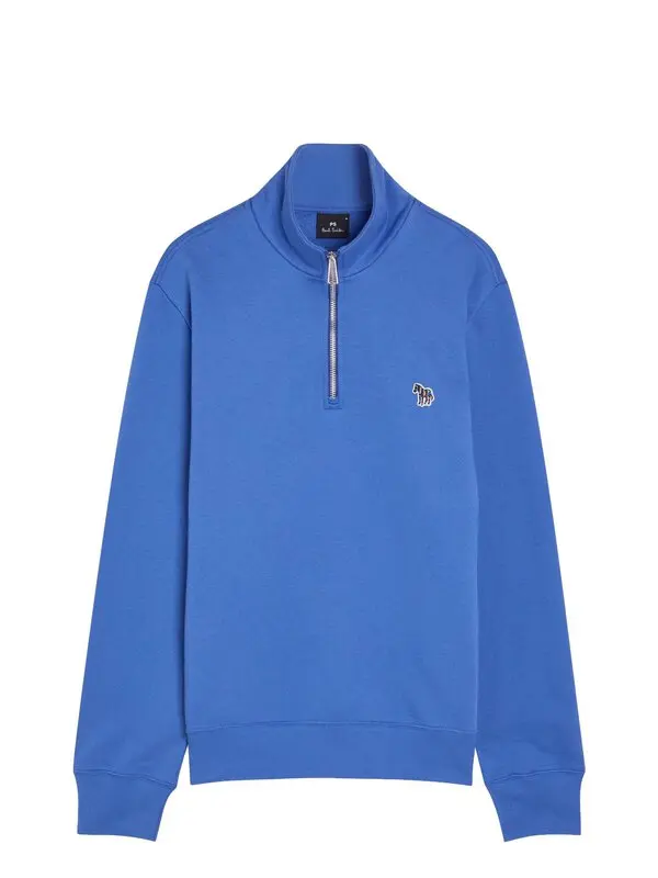Paul Smith Appliquéd Half-zip Cotton Sweatshirt - Blue