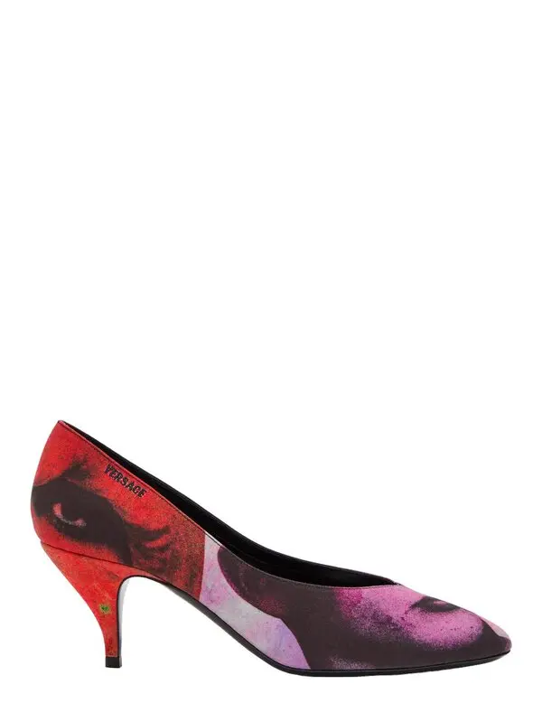 Versace Tina 65 Printed Faille Pumps - Black