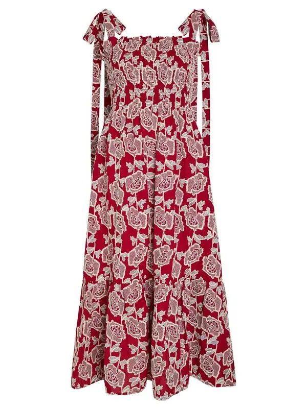 Erdem Embroidered Cotton-blend Midi Dress - Red